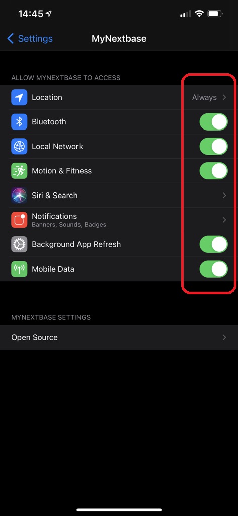 What app permissions are needed for the MyNextbase Connect app ...